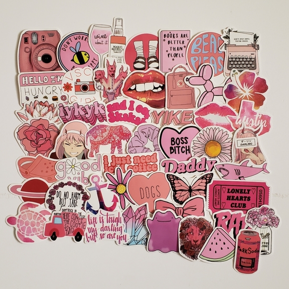 Accessories | 315 5pcs Pink Stickers | Poshmark